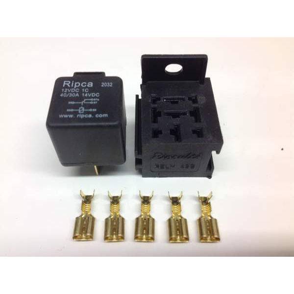 12V 40/30amp Relay 5 pin change over Relay + Universal Relay base ...