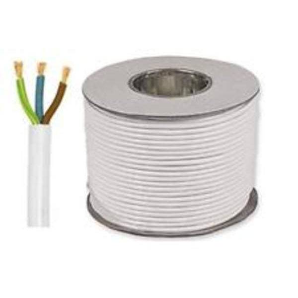 2.5mm 3 Core round mains cable white End Of Roll - Simply Split Charge