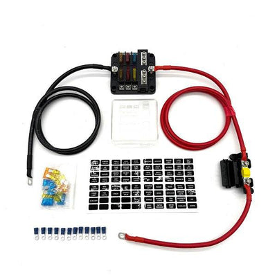6 Way or 12 Way Blade Fuse box kit with Negative Bus Bar + 70amp Ready ...