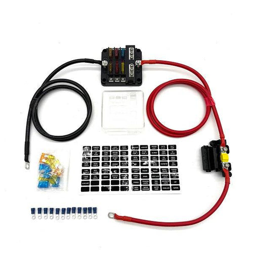 6 Way or 12 Way Blade Fuse box kit with Negative Bus Bar + 70amp Ready ...