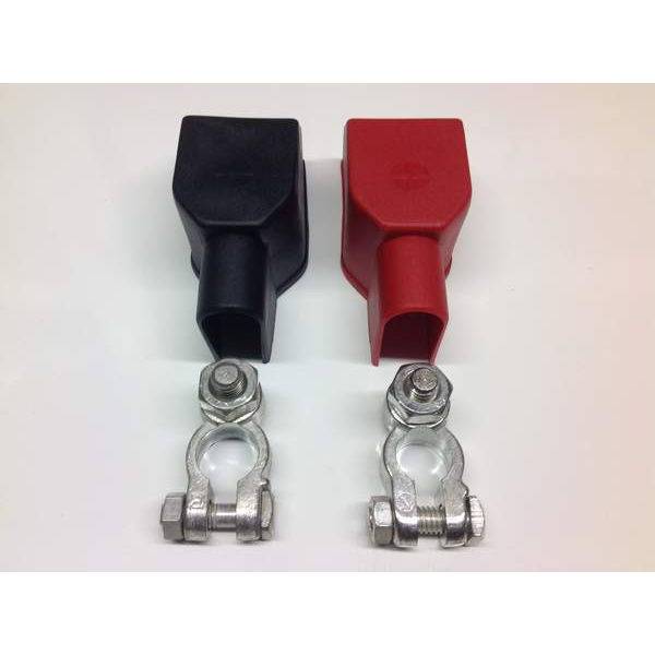 Battery Terminals Positive + Negative with 10mm Post + terminal covers ...